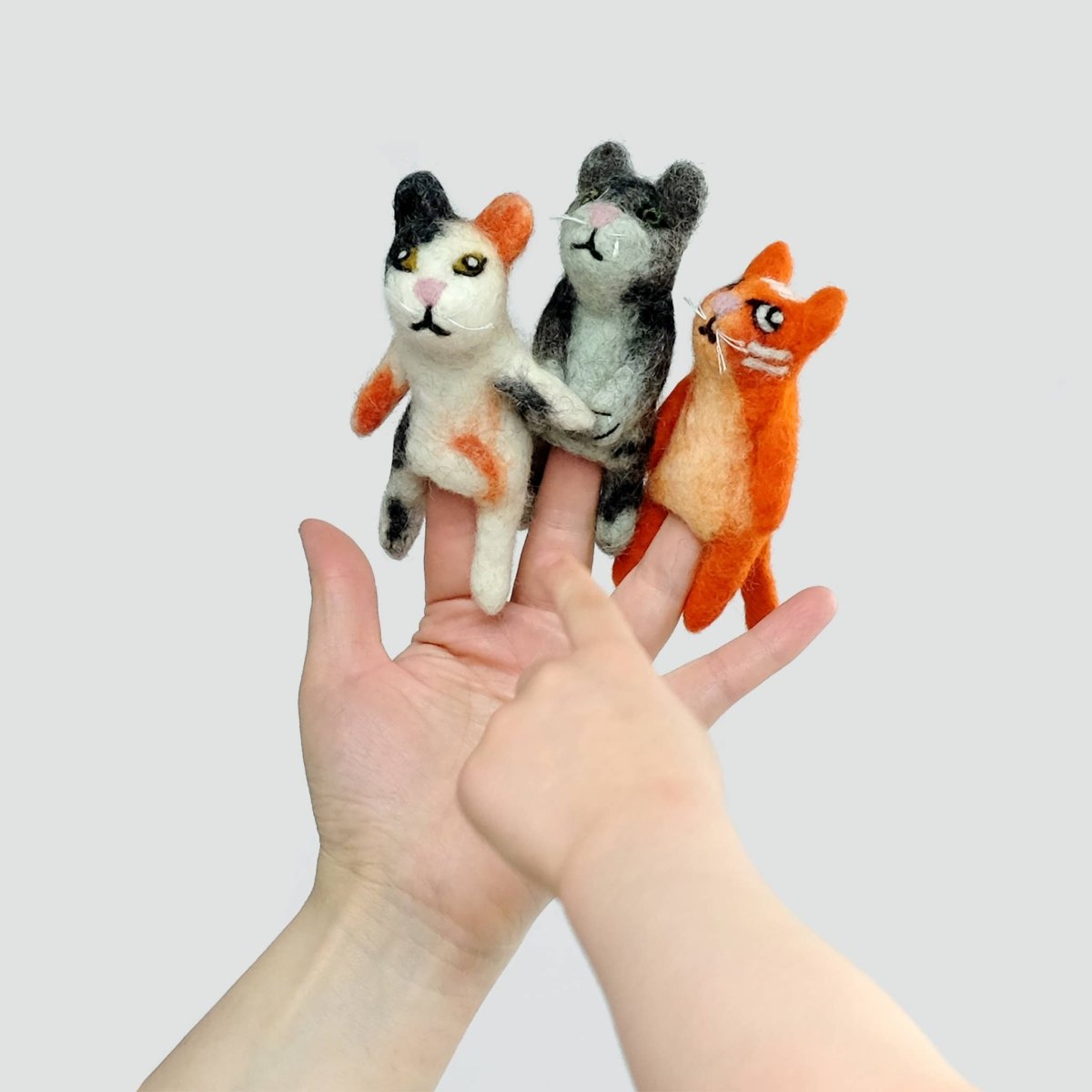 Handmade Felt Cat Finger Puppets – Assorted – Ed's Plant Shop